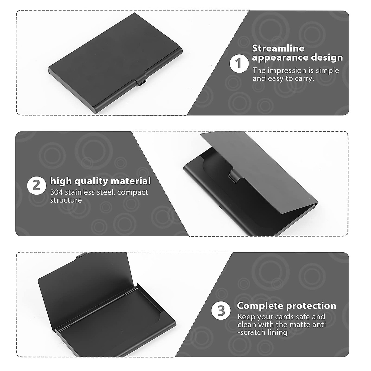 Vin Beauty Business Card Holder for Men, Business Card Case for Women, Pocket Business Card Case, Slim Business Card Wallet, Credit Card Holder, Metal Card Holders for Women Men(2Pcs Black&Silver)