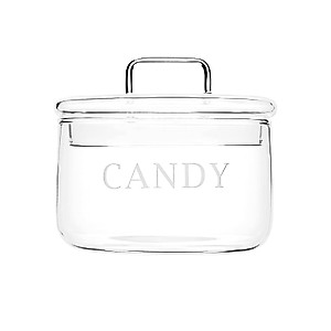 KEKEHOME 11oz Glass Candy Dish with Lid Covered Candy Bowl Decorative Cookie Jar Clear Salad Bowl Buffet Storage Container for Home Kitchen Coffee Table Office Desk and Party Wedding