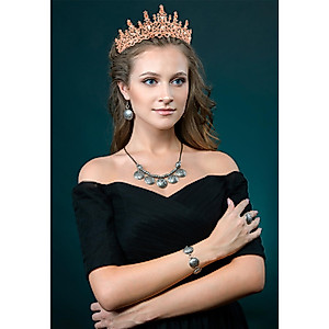 Velscrun Rose Gold Crystal Birthday Queen Tiara Crown for Women Girls Birthday Queen Headband Sash Elegant Princess Crown with Combs Hair Accessories Happy Birthday Party Decorations Mom Birthday Gift