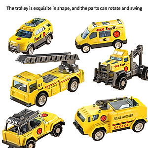 TEMI Mist Spay Storage Transport Plane Cargo with 6 Free Wheel Diecast Construction Vehicles and Playmat, Kids Toy Jet Aircraft with Lights & Sounds for 3 4 5 6 Years Old Boys and Girls