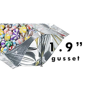 QQ Studio Clear Window Aluminum Mylar Heat Sealable Standup QuickQlick™ Bags (100 Pack) (Clear/Silver, Standup 2oz)