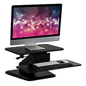 Mount-It! Sit Stand Desk Converter, Ergonomic Height Adjustable Tabletop Standing Desk, Gas Spring Compact Desk Riser MI-7916, Black Stand