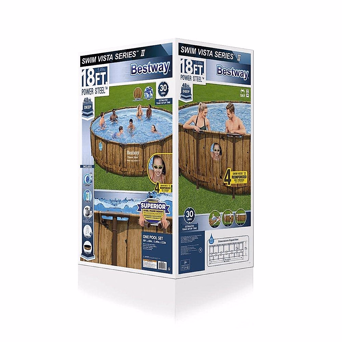 Bestway Power Steel Swim Vista 18' Round Above Ground Pool Set 56976E