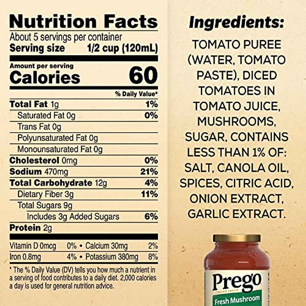 Prego Fresh Mushroom Pasta Sauce, 24 Oz Jar