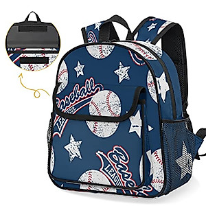 Pardick Baseball Kids Backpack for Boys Girls Toddler Backpack Lightweight Preschool Kindergarten Backpack with Chest Strap Baseball Ball Children Bookbag for School, Travel, Nursery