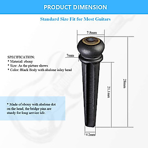 Ebony Guitar Bridge Pins Endpin Inlaid Abalone Dot Acoustic Guitar Replacement Parts Accessories