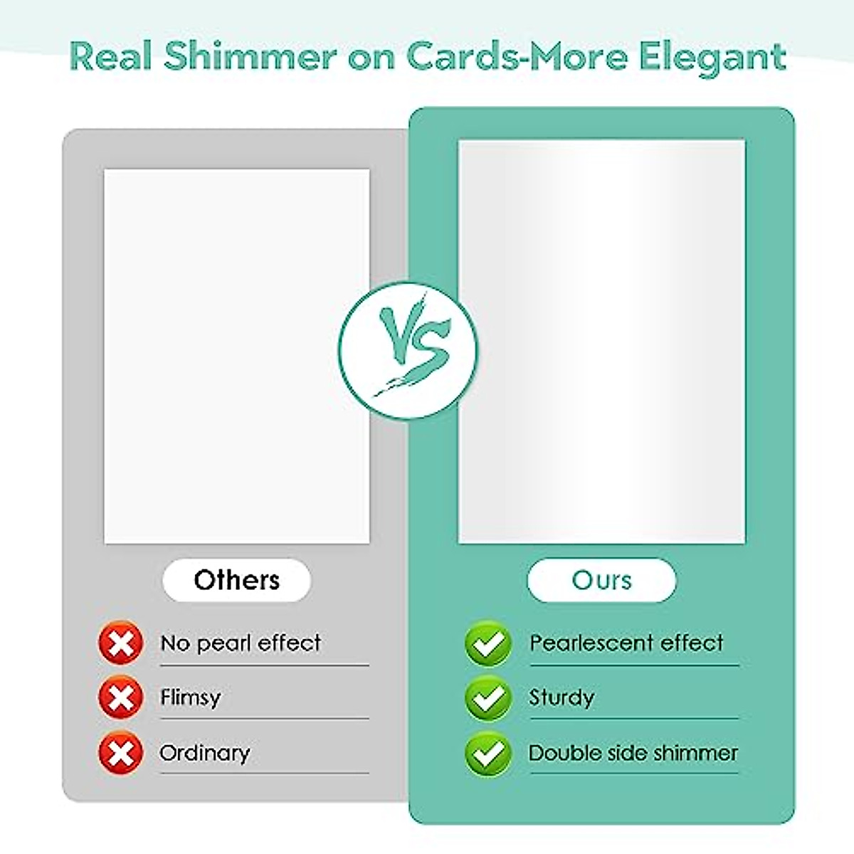 5X7 Metallic White Shimmer Card Stock Printer Paper 100lb 50 Pack Blank Pearlescent Index Cards Flat 300gsm for Invitations, Postcard,Photo Paper,Card Making