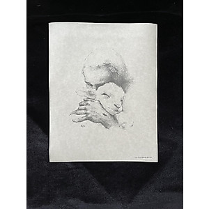 Jesus and the Lamb Print 11x14 on Parchment