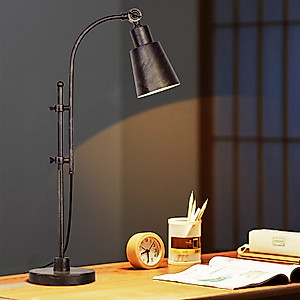 LALISU Metal Desk Lamp Rustic Task Lamp Black Adjustable, Industrial Style Lamp with On/Off Switch, Vintage Work Lamp, Reading Lamp for Bedroom, Study Room &Office, ETL Certificate. (Black)