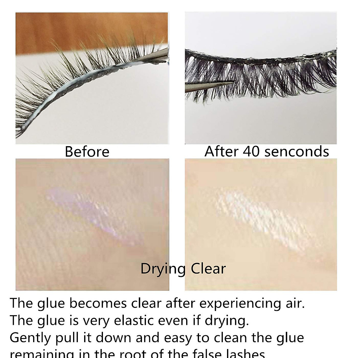 JIMIRE Eyelash Glue Clear | Secure Hold for False Eyelashes | Latex-Free Eyelash Adhesive with Chamomile Suitable for Sensitive Eyes