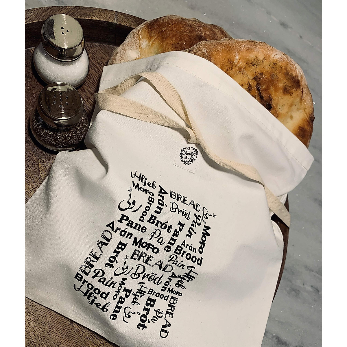 Bread Bags for Homemade Bread, Bread Bags, Bread Bags for Homemade Bread Gift Giving, Bread Keeper, Organic Cotton, Pack of 4 (Baguette and loaf)