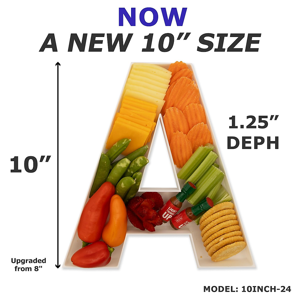 10" Reusable Plastic Box Form Tray Display for Treats, Charcuterie, Cake Pop, Candy, Charcuterie Box, Custom Charcuterie Letters Fillable - Reusable Letter Box - (White Plastic, S)