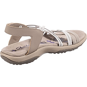 Skechers Women's Reggae Slim-Takes Two Flat Sandal, Taupe, 6 Wide