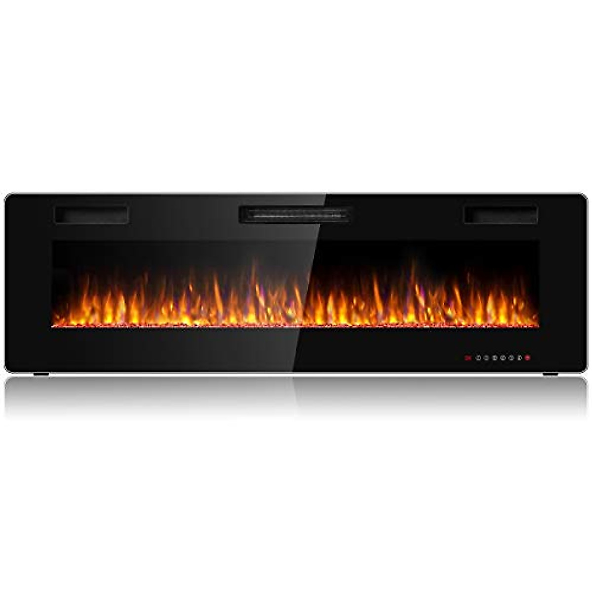Tangkula 60 Inches Recessed Electric Fireplace, in-Wall & Wall Mounted Electric Heater with Adjustable Flame Color & Speed, Remote Control, Touch Screen, 750-1500W (60 Inches)