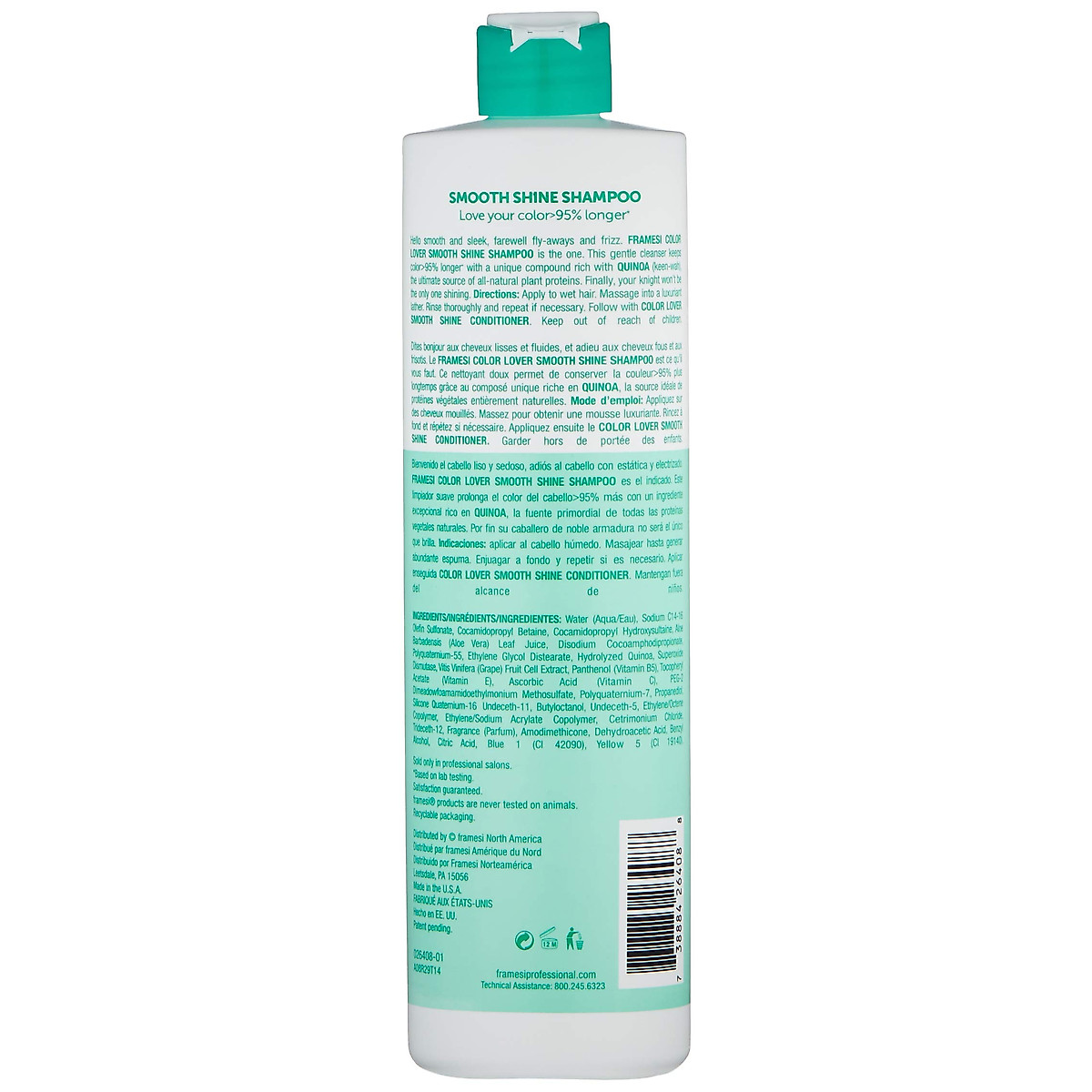 FRAMESI Smooth Shine Sulfate Free Shampoo for Color Treated Hair, 16.9 Fl Oz