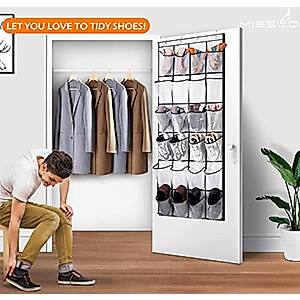 MISSLO 24 Large Mesh Pockets and 2 Pack 12 Large Mesh Pockets Hanging Narrow Closet Door
