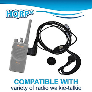 HQRP 2-Pin External Ear Loop Headset w/PTT Microphone Compatible with Motorola RDV-5100, RDV-2020, RDU-2020, RDU-2080D, RDU-4100, RDU-4160D, RDV-2080D, RDV-5100 Sun Meter