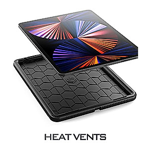 Poetic TurtleSkin Case Designed for for iPad Pro 12.9 6th Generation 2022 / 5th Gen 2021 / 4th Gen 2020 / 3rd Gen 2018, Rugged Shockproof Drop Protection Kids Friendly Silicone Cover Case, Black