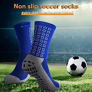 POZCMJM Men's Soccer Socks Grip Anti Slip Athletic Socks for Men Football Basketball Grip Pads Versatile Pairings 4 Pairs