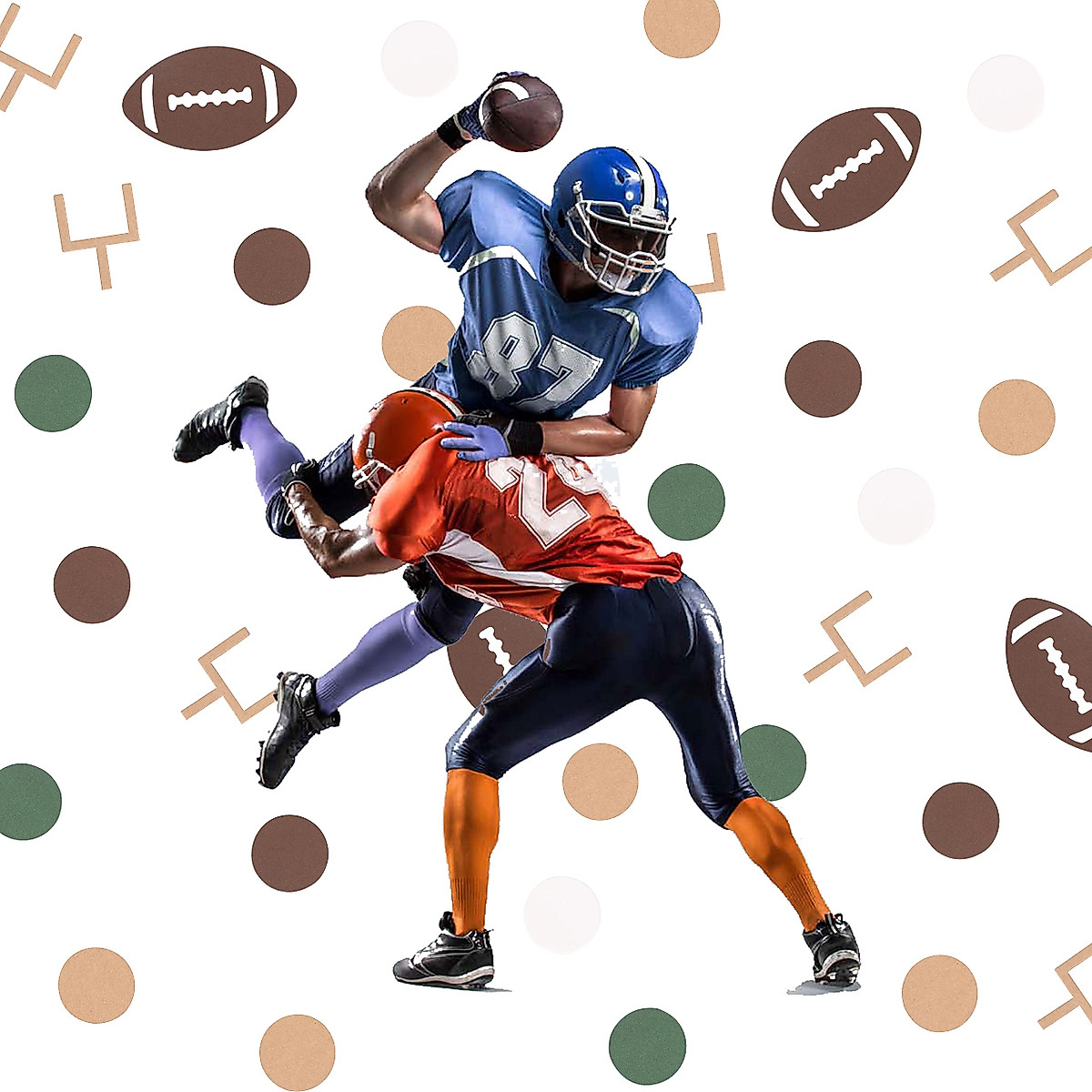 210 Pieces Football Party Table Confetti - First Year Dow，Baby Shower Sport Game Day Party Supplies，Superbowl Party Decorations，First Touch Down，Baby Boy，Brown Olive，First Year Down Football Birthday