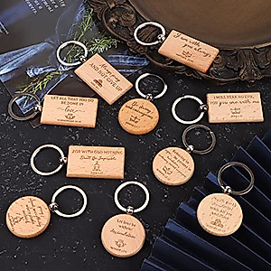 craftshou 60 Pack Bible Inspirational Keychains Wooden Bible Verse Bulk Key Chain Christian Quotes Sign Wood Keyrings Church Faith Gifts for Prayer Easter Party Favors Inspirational Engraved Gift