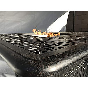 Bar Height fire Pit Dining Set 9 Piece cast Aluminum Patio Furniture Sunbrella Cushions