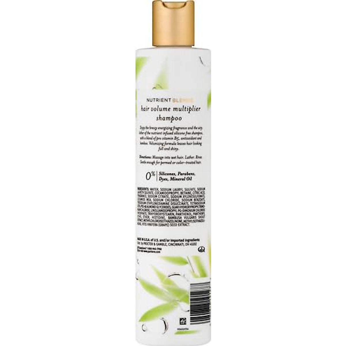 Pantene Nutrient Blends Bamboo Hair Volume Multiplier Silicone Free Shampoo For Fine, Thin Hair, 9.6 Fl oz, 2.583 Fl oz