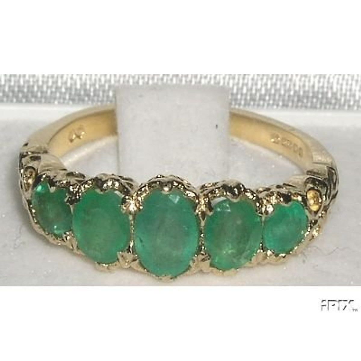 LetsBuyGold 14k Yellow Gold Natural Emerald Womens Anniversary Ring - Size 10.25