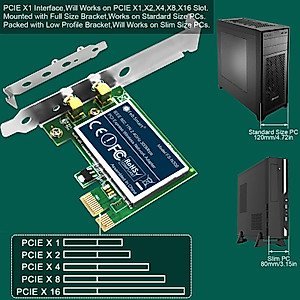 FebSmart Wireless N Dual Band 600Mbps (2.4GHz 300Mbps or 5GHz 300Mbps) PCIE WiFi Adapter for Windows 11, 10, 8.x, 7, XP (32/64bit) and Windows Server Desktop PCs, 2X2 MIMO PCIE WiFi Card (FS-N600)
