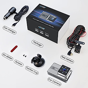 Dash Cam Front and Rear, GKU Dash Cam 1920X1080P FHD Dual Car Camera 170° Wide Angle Backup Dash Camera for Cars,Super Night Vision Car Dash Cam with Parking Mode,Motion Detection,Loop Recording