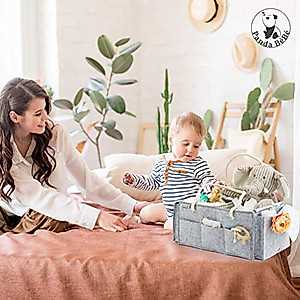 Panda BéBé Premium Travel Diaper Caddy Organizer Bag with Cotton Rope Handles, Portable and Lightweight Tote with Privacy Lids, Large Compartments, Spacious Pockets, Waterproof Base & Lining