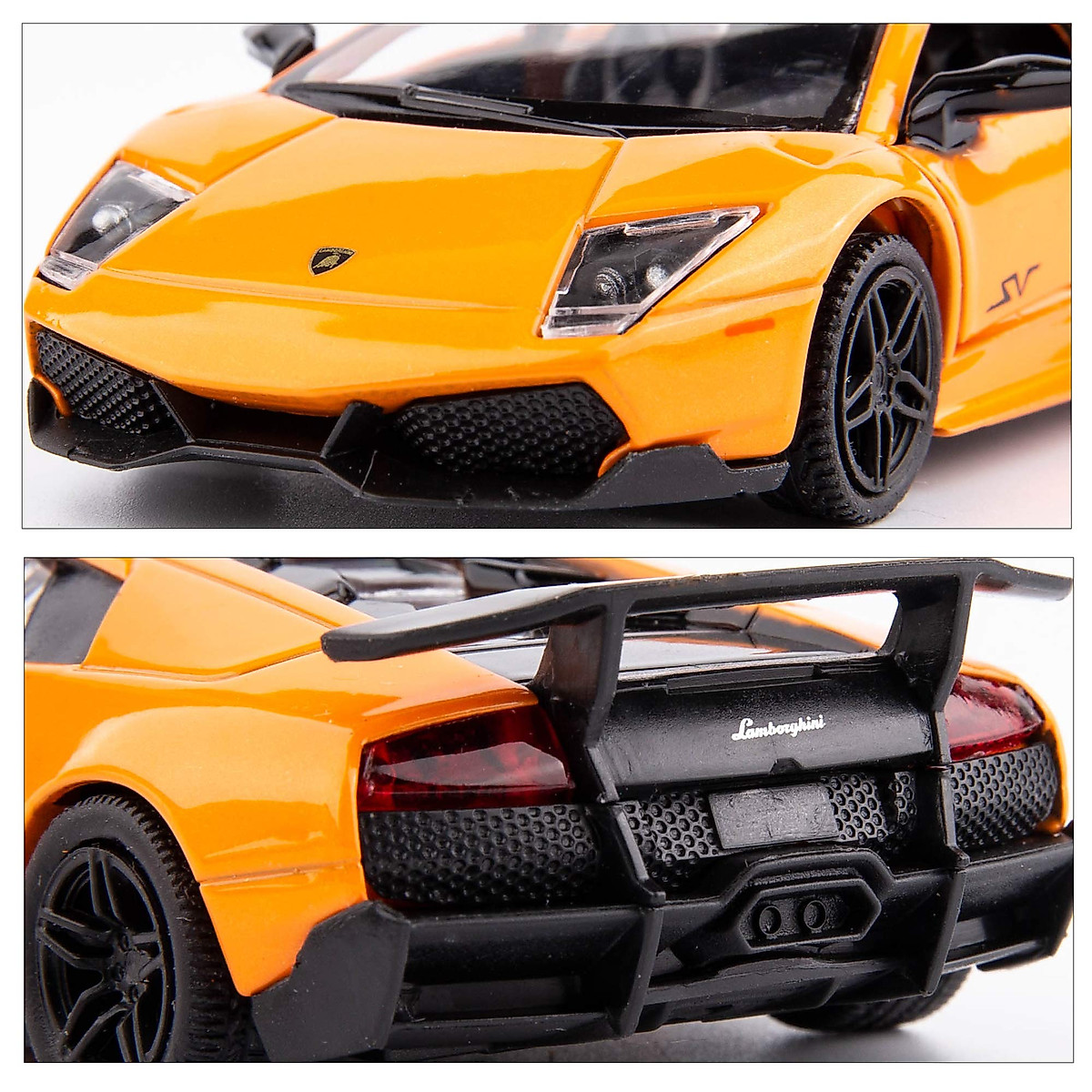 TGRCM-CZ 1/36 Scale Murcielago LP670-4 Casting Car Model, Zinc Alloy Toy Car for Kids, Pull Back Vehicles Toy Car for Toddlers Kids Boys Girls Gift (Yellow)