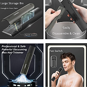 Hair Clippers for Men, Automatic Vacuum Professional Cordless hair clippers, Waterproof & USB Rechargeable Hair Cutting Kit Hair Trimmer with Magnetic Storage Bin