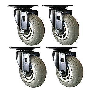 Headbourne 8269E Designer Casters 4 inch Soft Rubber Chrome & Black Designer Caster, 4 Pack