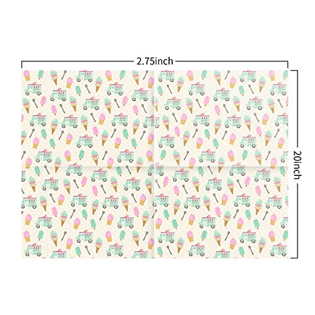 LDGOOAEL Flat Birthday Wrapping Paper Sheets-12 Sheets with 4 Ice Cream Paterns, Gift Wrapping Paper for Birthday, Wedding, Baby Shower Occasions- Pre cut & Folded(19.6" x 27.5“ Per Sheet)…