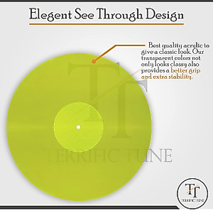 Terrific Tune - Acrylic Turntable Slipmat for Vinyl LP Record Players - Transparent Platter Mat - Anti-Static and 2.7mm Thickness Tighter bass - Reduce Noise & Improve Sound Quality (Green)