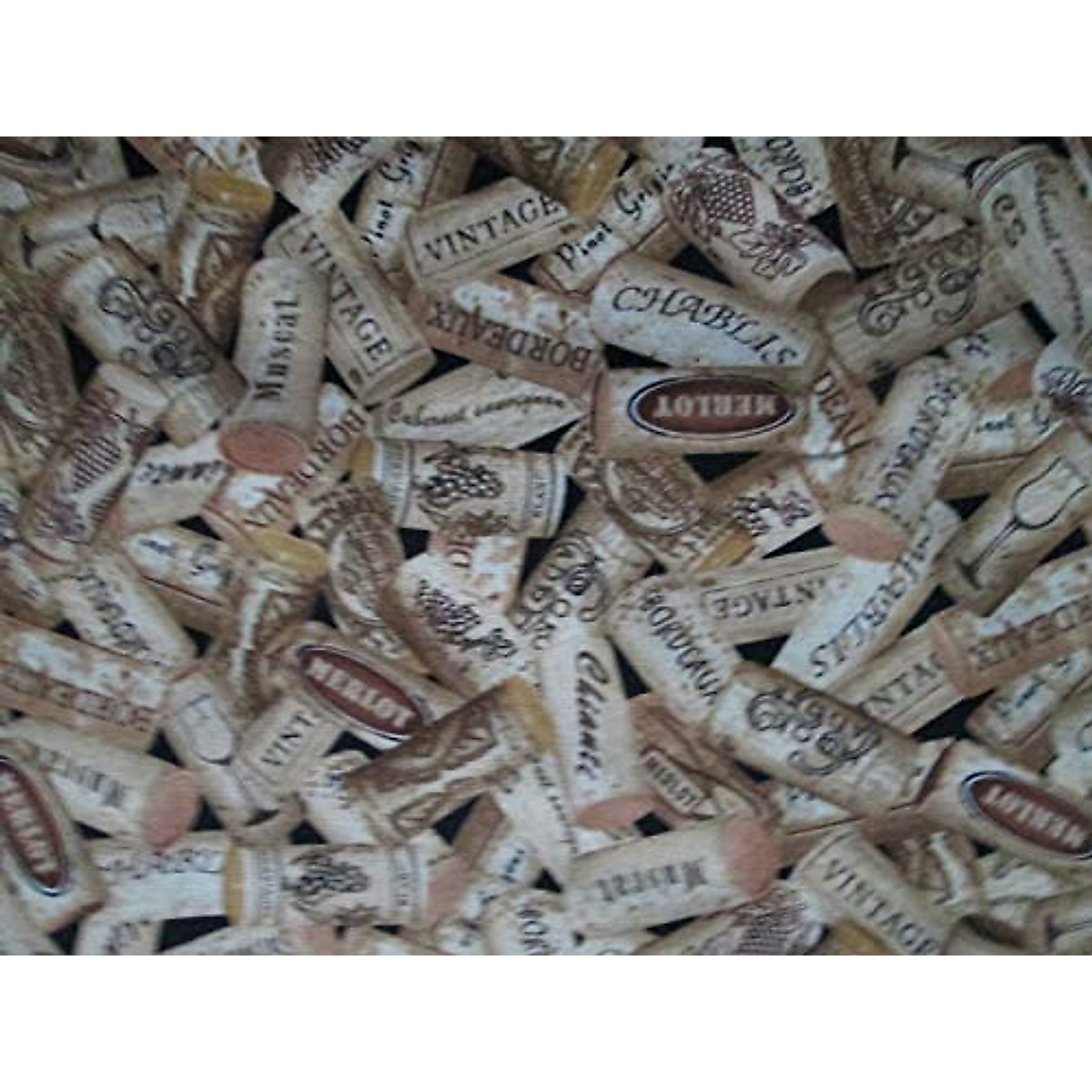 Quality Fabric 100% Cotton Fat Quarter (18'' x 22'') Corks Wine Corks Stamped Names Tan Brown