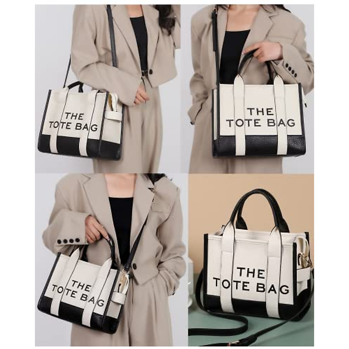 NEGBIU Tote Bag for Women, Large Leather Tote Bag, Shoulder, Crossbody or HandBag for Work, Travel (10.6X13X6.3in)