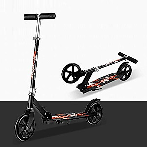 ygqtbc Children Scooter -Scooter for Kids Wheel Kick Scooter for Toddler Girls & Boys, Lean to Steer, 4 Adjustable Height, Light Up Wheels for (Color : Black)
