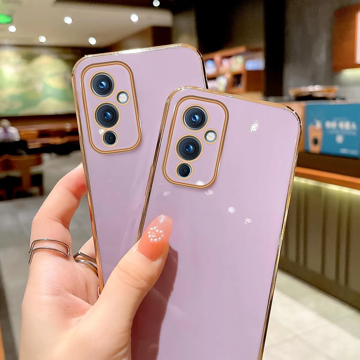 KuDiNi for Oneplus 9 Case, Oneplus 9 Phone Case for Women Girls Electroplating Cute Luxury Bling Aesthetic Trendy Pretty, Full Camera Soft TPU Protection Shockproof Cover for Oneplus 9 (Violet)