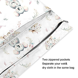 Blueangle Little Baby and Mom Koala Wet Dry Bag for Cloth Diaper, Swimsuit & Travel - Water Resistant Wet Bags - Perfect for Wet Clothes, Toiletries, Beach, 2 Pack