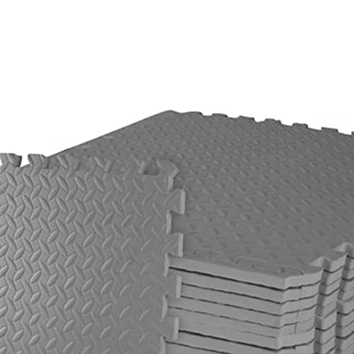 Signature Fitness Puzzle Exercise Mat with EVA Foam Interlocking Tiles for MMA, Exercise, Gymnastics and Home Gym Protective Flooring, 3/4" Thick, 96 Square Feet, Gray