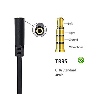 Poyiccot 1/8" 3.5mm Female to Female Adapter Cable 4 Pole TRRS Female Coupler AUX Extension Cable, 2Pack 3.5mm Aux Connector TRRS Adapter Stereo Audio Extension Cable ,7inch