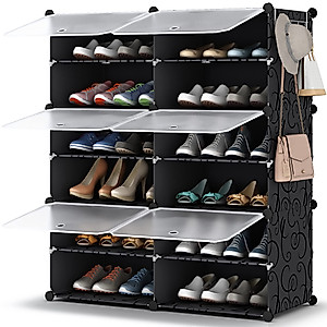 HOMIDEC Shoe Rack Organizer, 6 Tier Storage Cabinet 24 Pair Plastic Shoe Shelves for Closet Hallway Bedroom Entryway