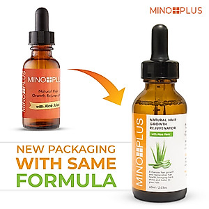 Mino Plus Natural Hair Growth Serum - 60ml / 2fl oz – For Longer, Stronger Thicker, Fuller Hair - Formulated to Prevent Hair Loss, Hair Fall, with Aloe Vera