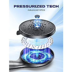 Filtered Shower Head, 5" Large, Extra Long 70" SS Hose,10-mode Detachable Shower Head Filter for Hard Water, High Pressure Handheld Shower Head for Bathroom, Anti-clog&Power Wash to Clean Tile & Pets