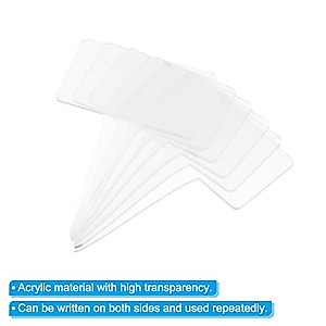 PATIKIL Acrylic Plant Tag, 6 Pack Reusable Rectangle Garden Herb Name Label for Outdoor Patio Flower Grass Bonsai Potting, Transparent