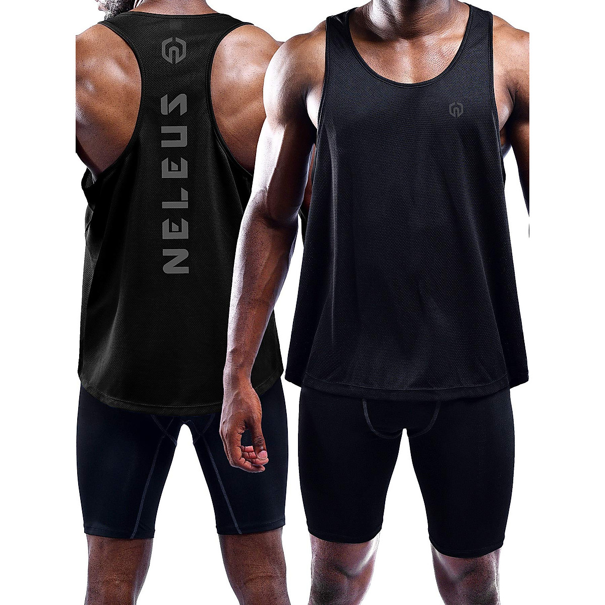 NELEUS Men's 3 Pack Dry Fit Workout GYM Muscle Tank Tops,5031,Black,grey,olive Green,XL,EU 2XL
