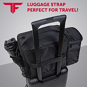 ThinkFit Large Black Meal Prep Lunch Bag, 8 Portion Control Containers, Pill Dispenser, Shaker Cup & 2 XL Reusable Ice Packs