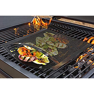 Skywin Mesh Grill Bags 11 x 9 inches - Non Stick Temperature Resistant PTFE Reusable Mesh Barbecue Pouches for Easy BBQ Grilling of Onions Peppers Vegetables Shrimp and More (4 Bags)